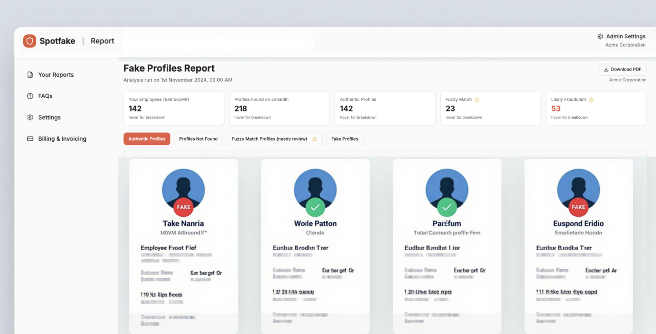 Spotfake — Detect and Remove Fake Employees on LinkedIn